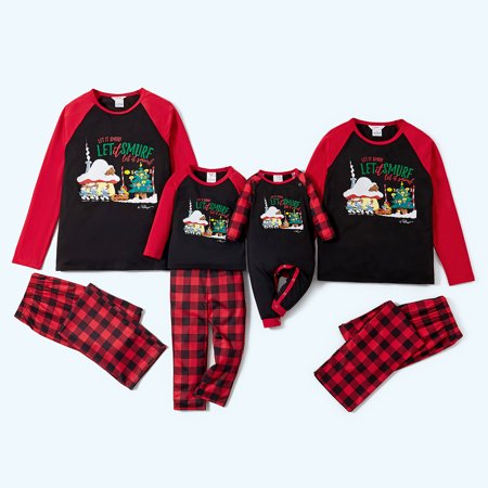 PatPat Smurfs Let It Smurf Family Matching Christmas Pajamas Set(Flame ...