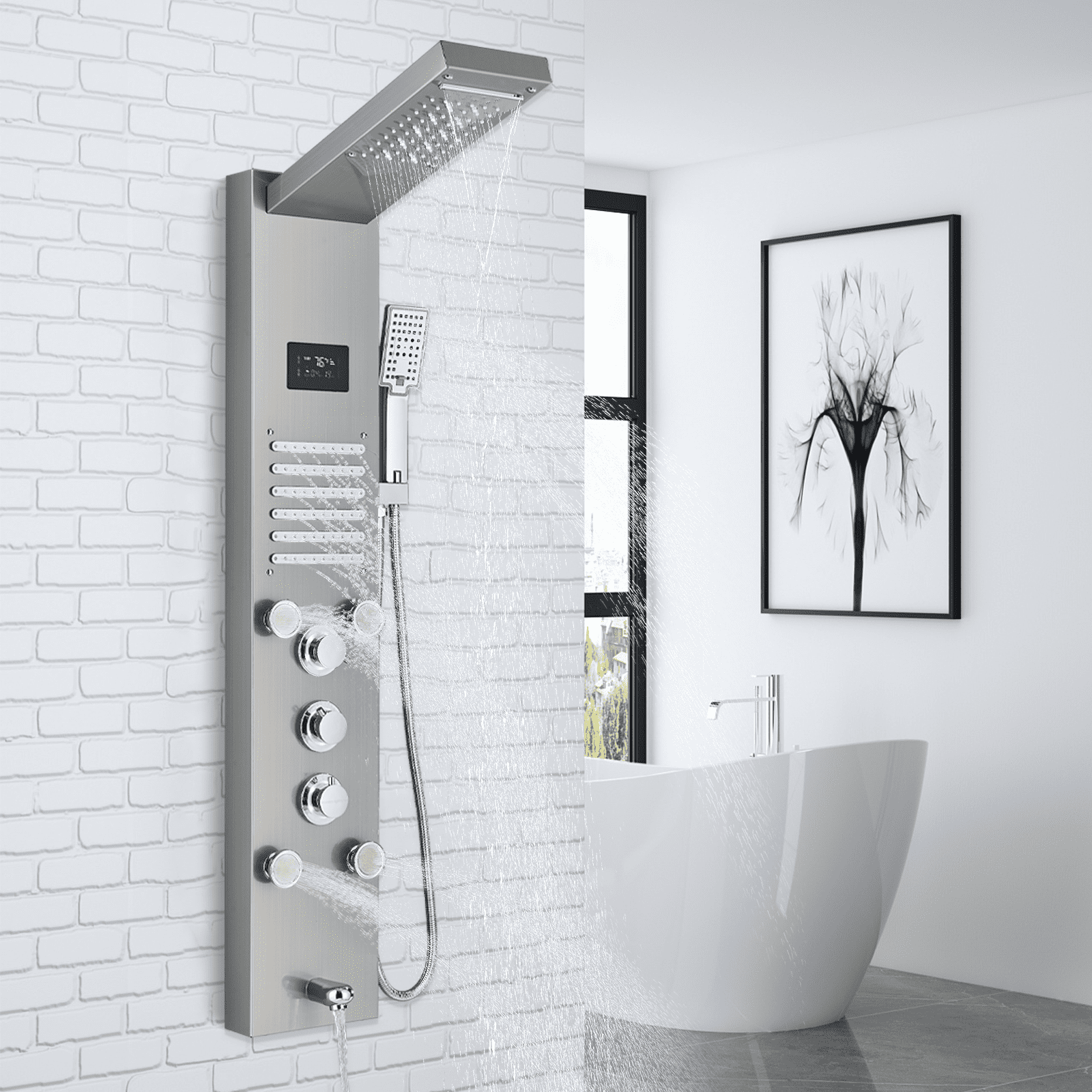 TVTIO Stainless Steel LED Shower Panel System, Multi-function, Wall ...