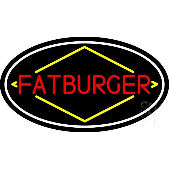 Burger Circle LED Neon Sign 24 x 24 - inches, Black Square Cut Acrylic ...