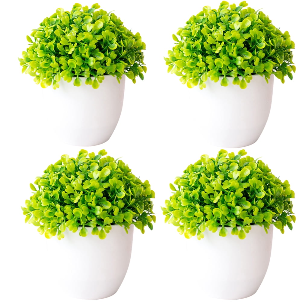 Shenmeida 4PCS Mini Artificial Plants Potted Small Fake Plants Fresh ...