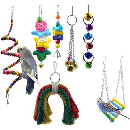 YERDGARY Parakeet Toy, 7 Pieces Parrot Bird Games, Colorful Wooden Toys ...