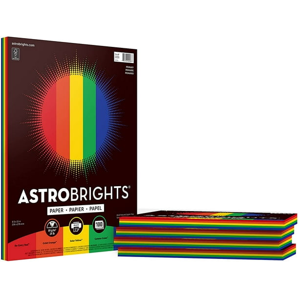ASTROBRIGHTS® Colored Paper, 8.5" x 11" 24 lb/89 GSM, "Primary" 5-Color ...