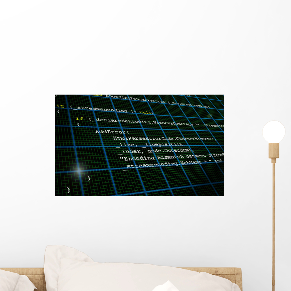 Programming Code Source Texture Wall Mural Decal Sticker, Wallmonkeys ...