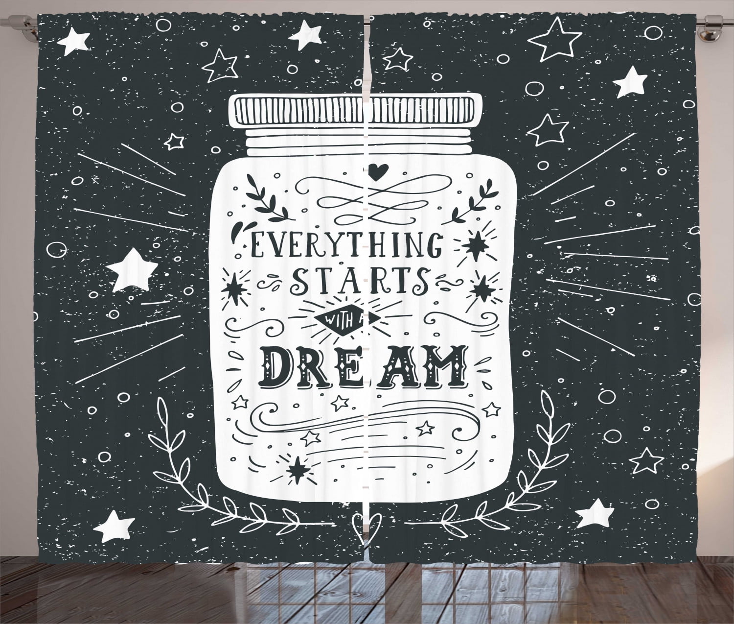 Dream Curtains 2 Panels Set, Jar Everything Starts with a Dream Quote ...