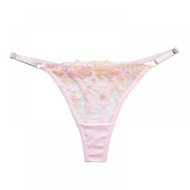 4 Pack Women Lace Embroidery Thong Sexy Side Tie Adjustable Mesh G ...
