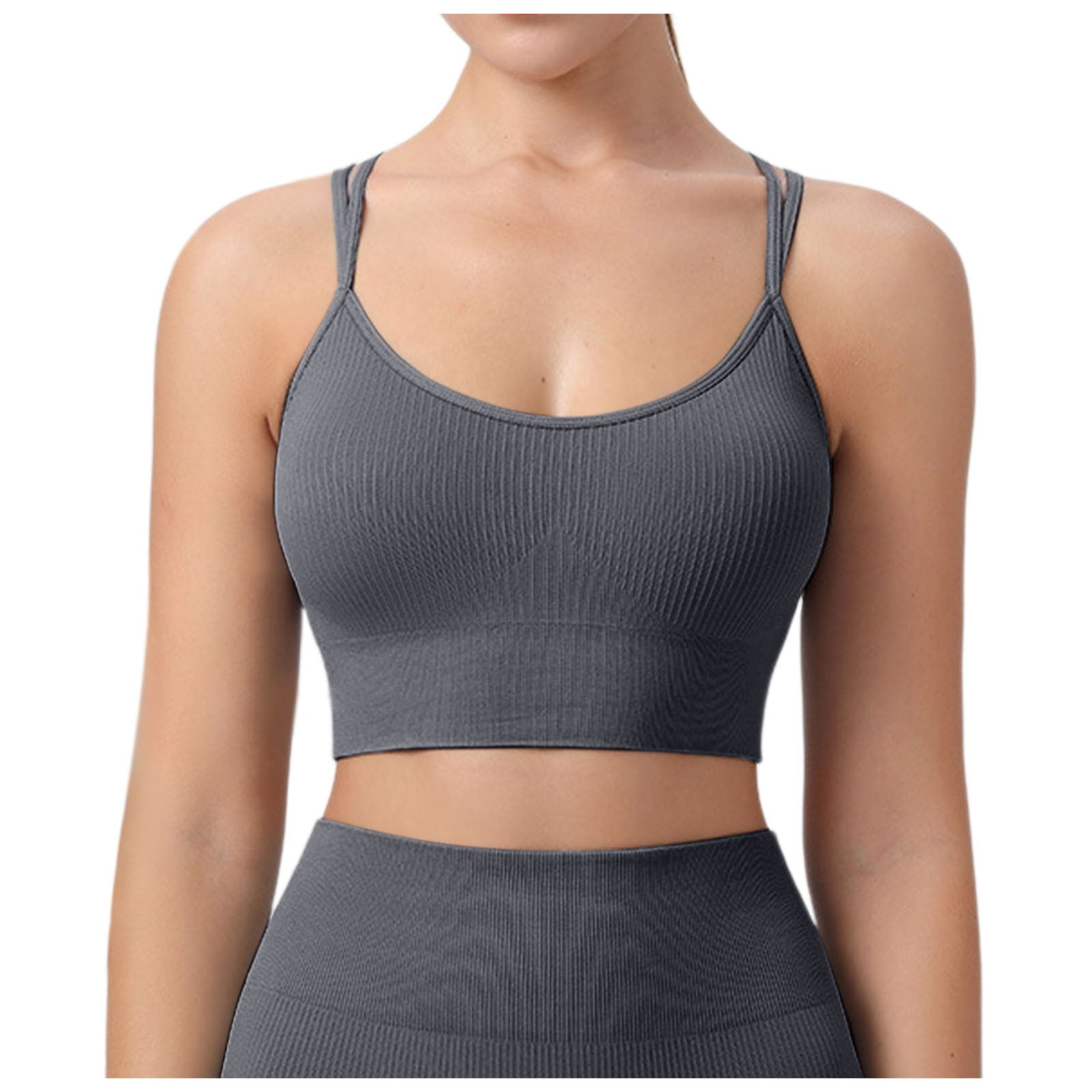 Curenmufel Racerback Sports Bras For Women Womens Workout Sports Bras High Impact Fitness Training Gym Khloe Bra Yoga Crop Tank (Grey s) S