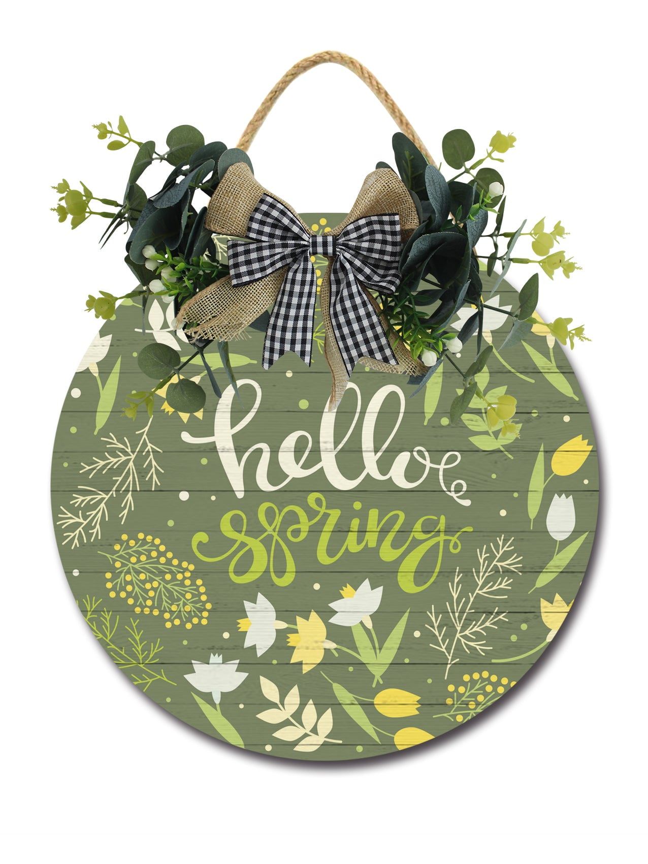 Front Door Porch Decorations Hello Spring Door Hanging Sign 11 inch ...