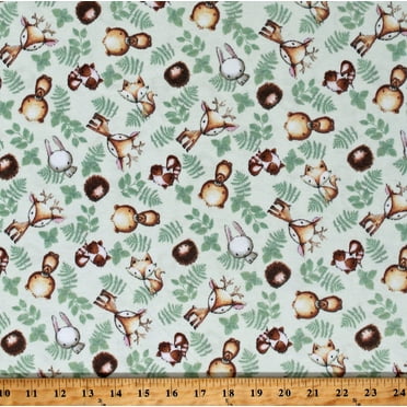 Cotton Woodland Animals Forest Creatures Foxes Bunnies Owls Chipmunks ...