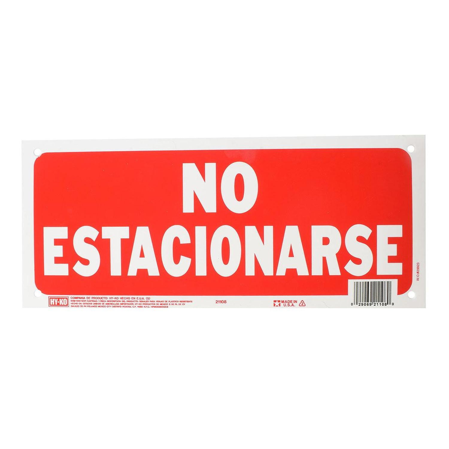 Letrero No Estacionarse Plástico 15X36 Cm Para Pared multicolor ...