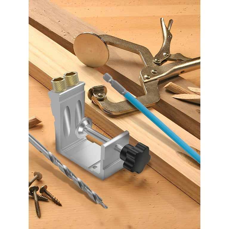 Protoiya Pocket Hole Jig Kit 15 Degree Angle Oblique Hole Puncher Locator High Precision Adjustable Woodworking Drill Guide Tool Kit for DIY Carpentry Projects Walmart