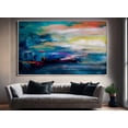 Abstract Wall Art Painting Handmade Modern Canvas Artwork Aqua Magenta ...