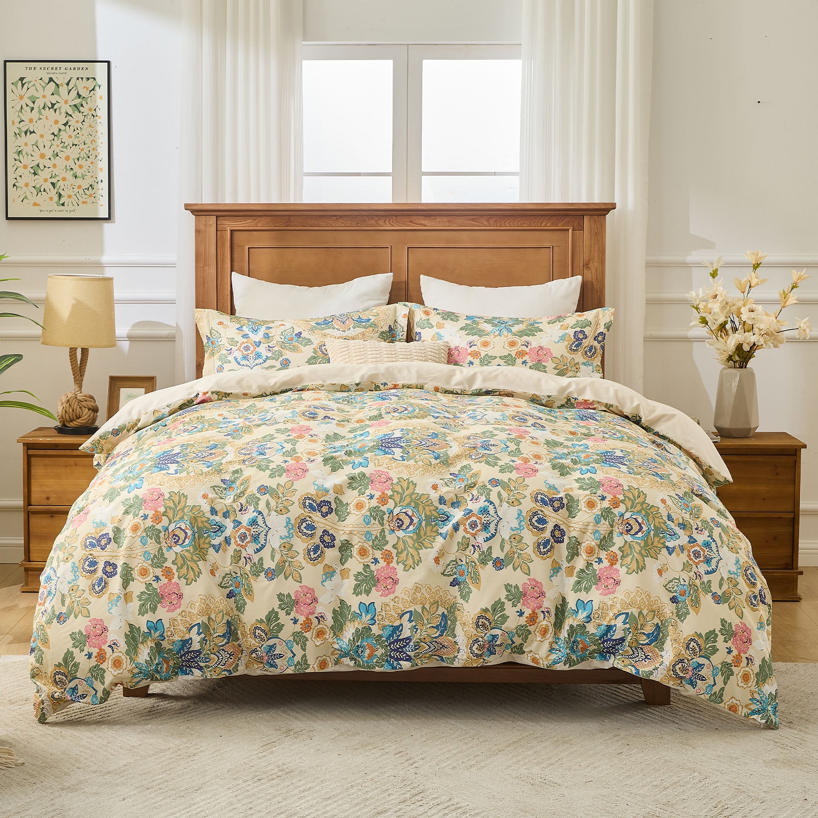 Click here for Kingrest Luxury Queen Duvet Cover Set Floral Print... prices