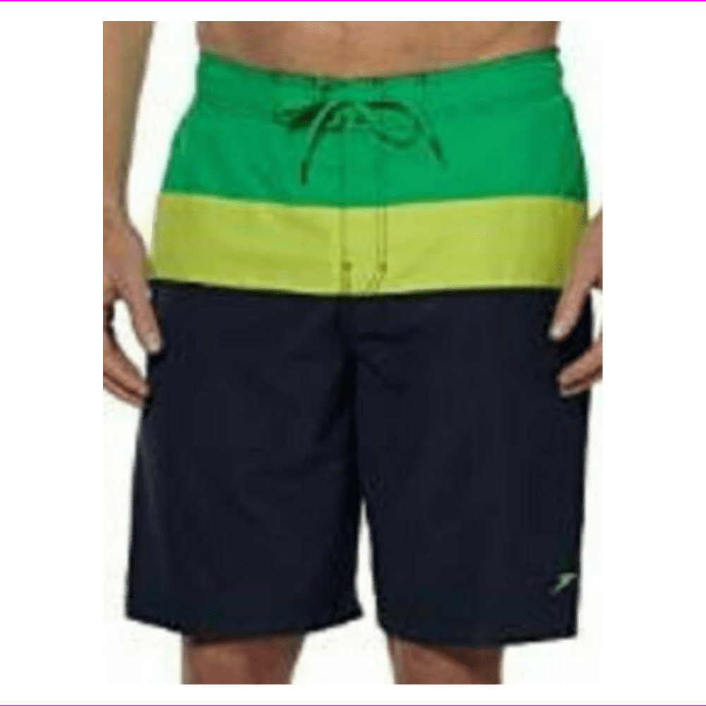 Speedo Horizon Swim Trunks / Board shorts, Navy/Yellow/Green, XL ...