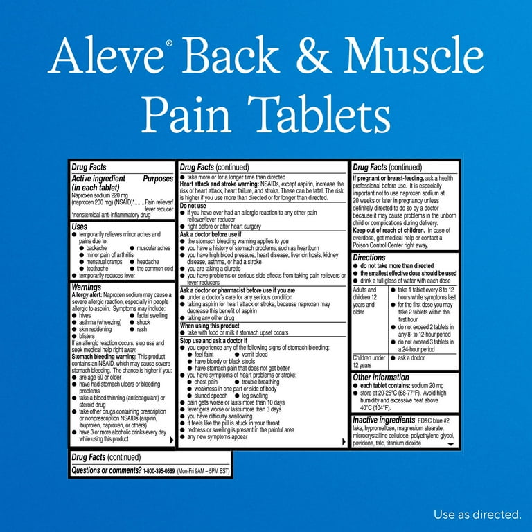 Aleve Tablets Label