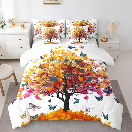Iridescent Butterfly Tree Of Life Comforter Set 7 Piece Bed in a Bag ...