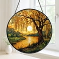 Willow Tree River Stained Glass Style Suncatcher, Fantasy Nature ...