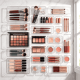 25 PCS Clear Plastic Drawer Organizers Set 4 Size Versatile Bathroom ...