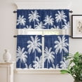 Coastal Palm Trees on Blue Curtain Tier and Valance Set 3 Piece ...
