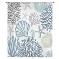 Blue Teal Coastal Sheer Curtains 72 Inch Length, Light Filtering Voile ...