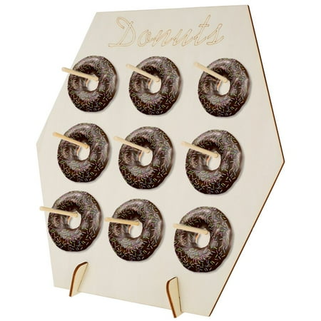 AMERTEER Wooden Donut Stand Doughnut Holder with 9 Support Bars ...