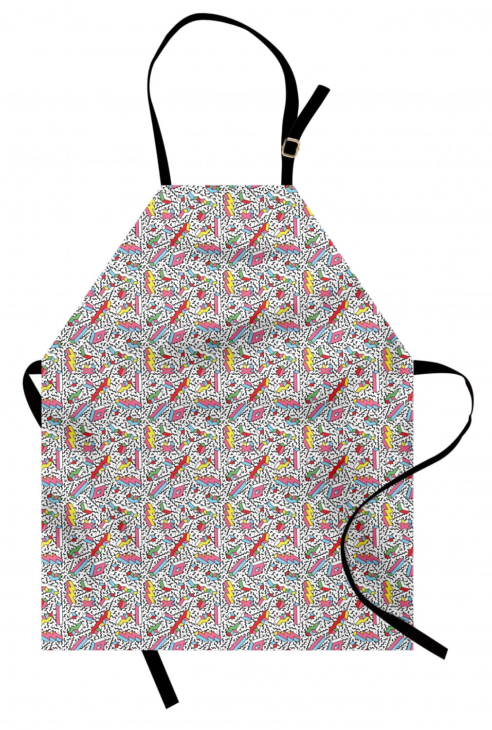 Funky Apron Memphis Pattern with Mosaic 3D Shapes Eighties and Nineties ...