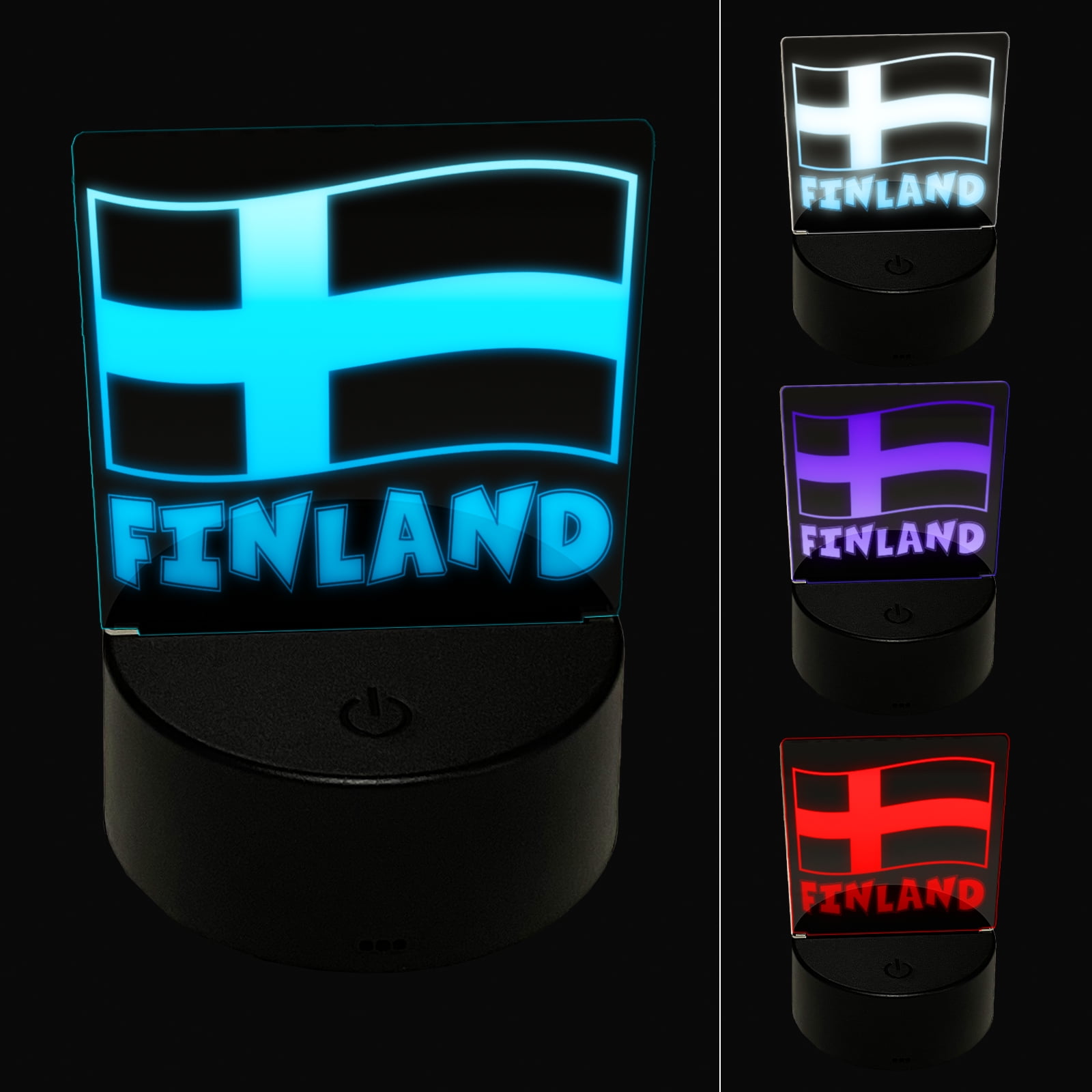 Finland with Waving Flag Cute LED Night Light Sign 3D Illusion Desk ...