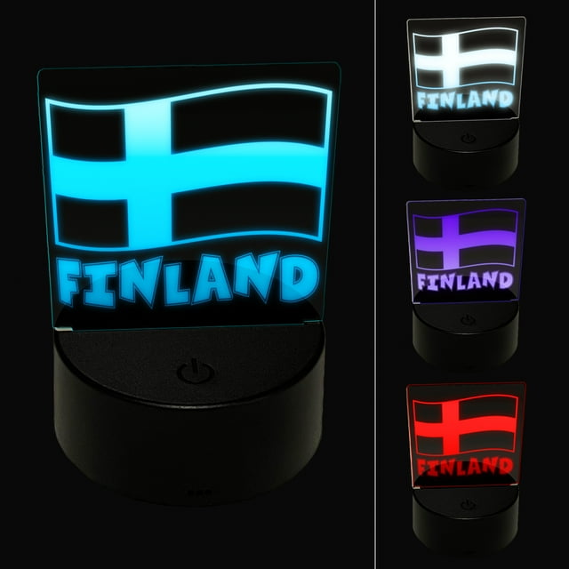 Finland with Waving Flag Cute LED Night Light Sign 3D Illusion Desk ...