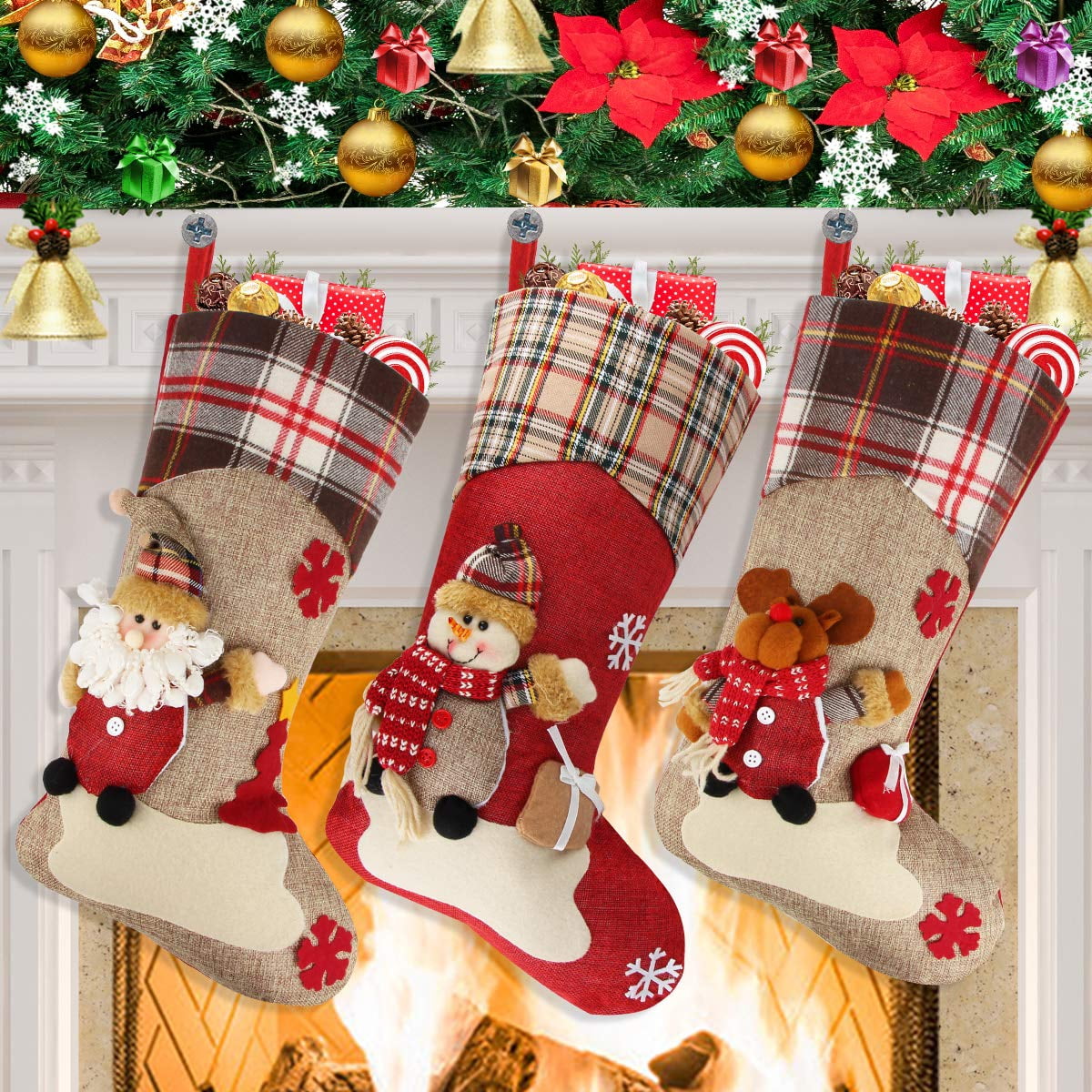 Click here for Damaie Christmas Stockings  Big Size 3 Pcs 18 Clas... prices