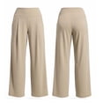 ATOYSOY Front Fold Solid Color Work Pants Women High Elastic Waist Side ...