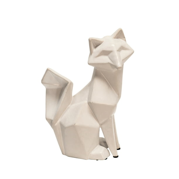 Sagebrook Home Ceramic 10" Modern Fake Fox Figurine, White - Walmart.com