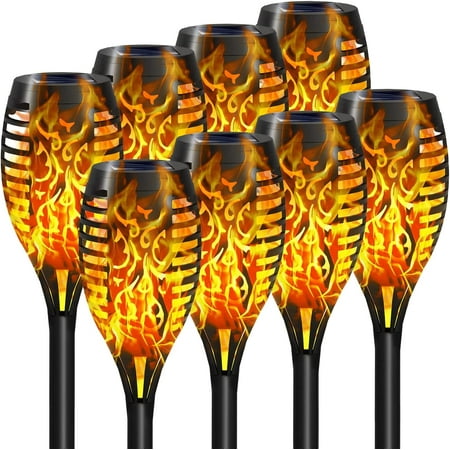 Solar Lights Outdoor, 8 Pack Yellow Solar Torch Light with Flickering ...