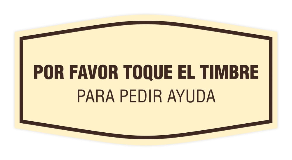 Signs ByLITA Fancy Por Favor Toque El Timbre Para Pedir Ayuda Sign ...