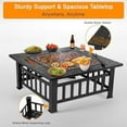 32 inch Outdoor Fire Pit Square Fireplace Metal Wood Burning Stove w ...