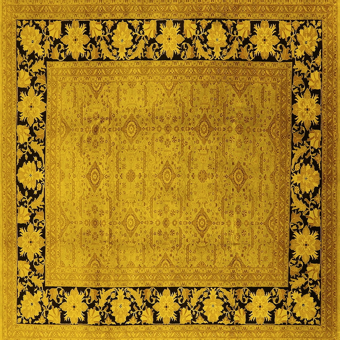 Ahgly Company Indoor Square Oriental Yellow Industrial Area Rugs, 3 ...