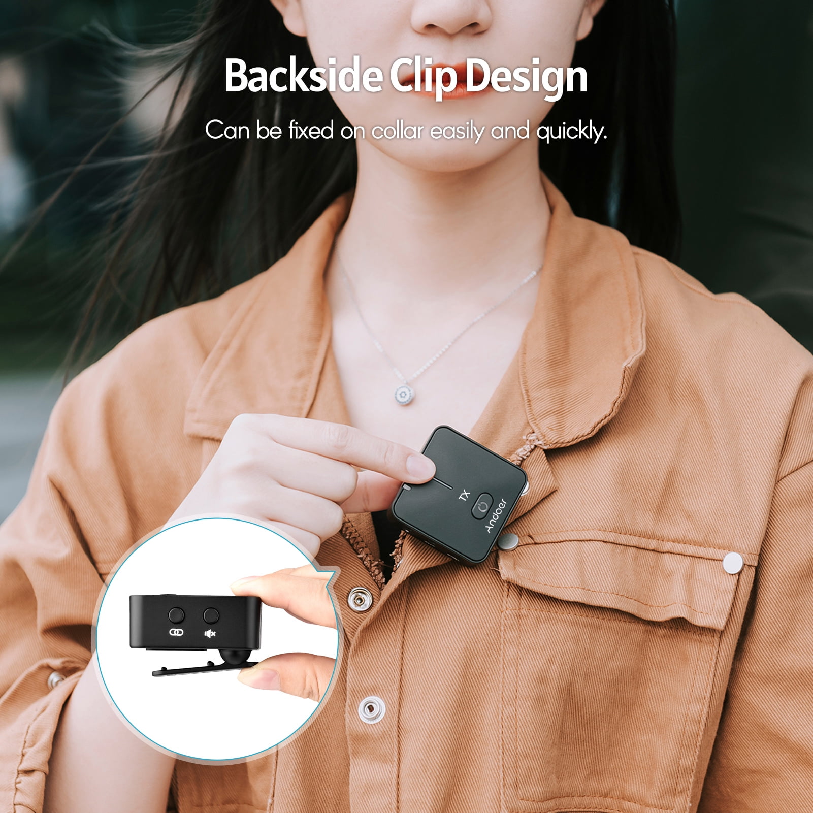 Buy Andoer MX5 2.4G Wireless Recording Microphone System with Receiver ...