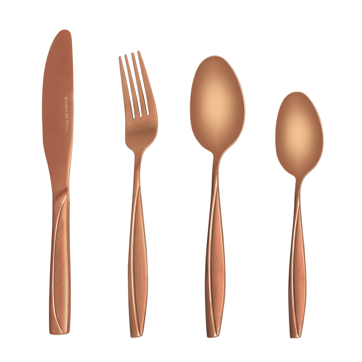 MDEALY 24-Piece Copper Silverware Utensils Set Good Quality Stainless ...