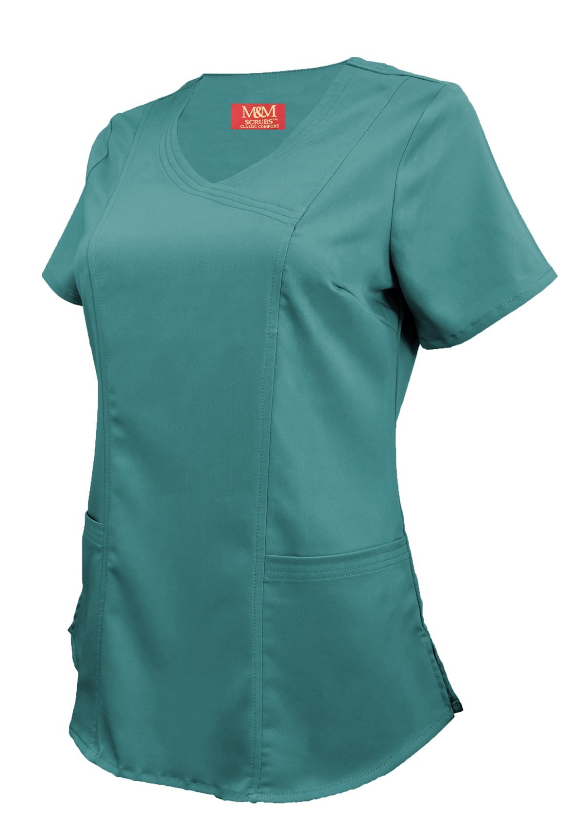 M&M SCRUBS Women's Ultra Soft Stretch Mock Wrap Scrub Top 8201 (Teal ...