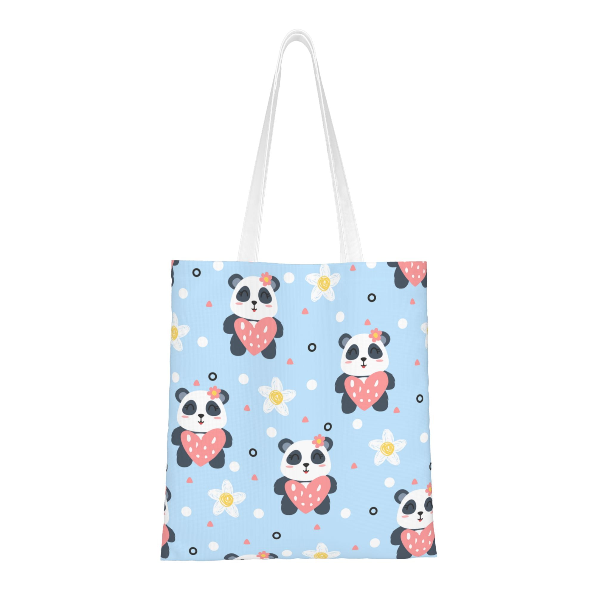 DouZhe Reusable Grocery Bags, Cute Pandas Love Cartoon Lightweight ...