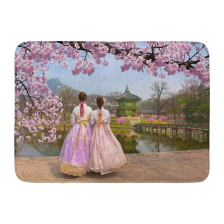 YUSDECOR Pink City Cherry Blossom in Spring with Korean National Dress ...