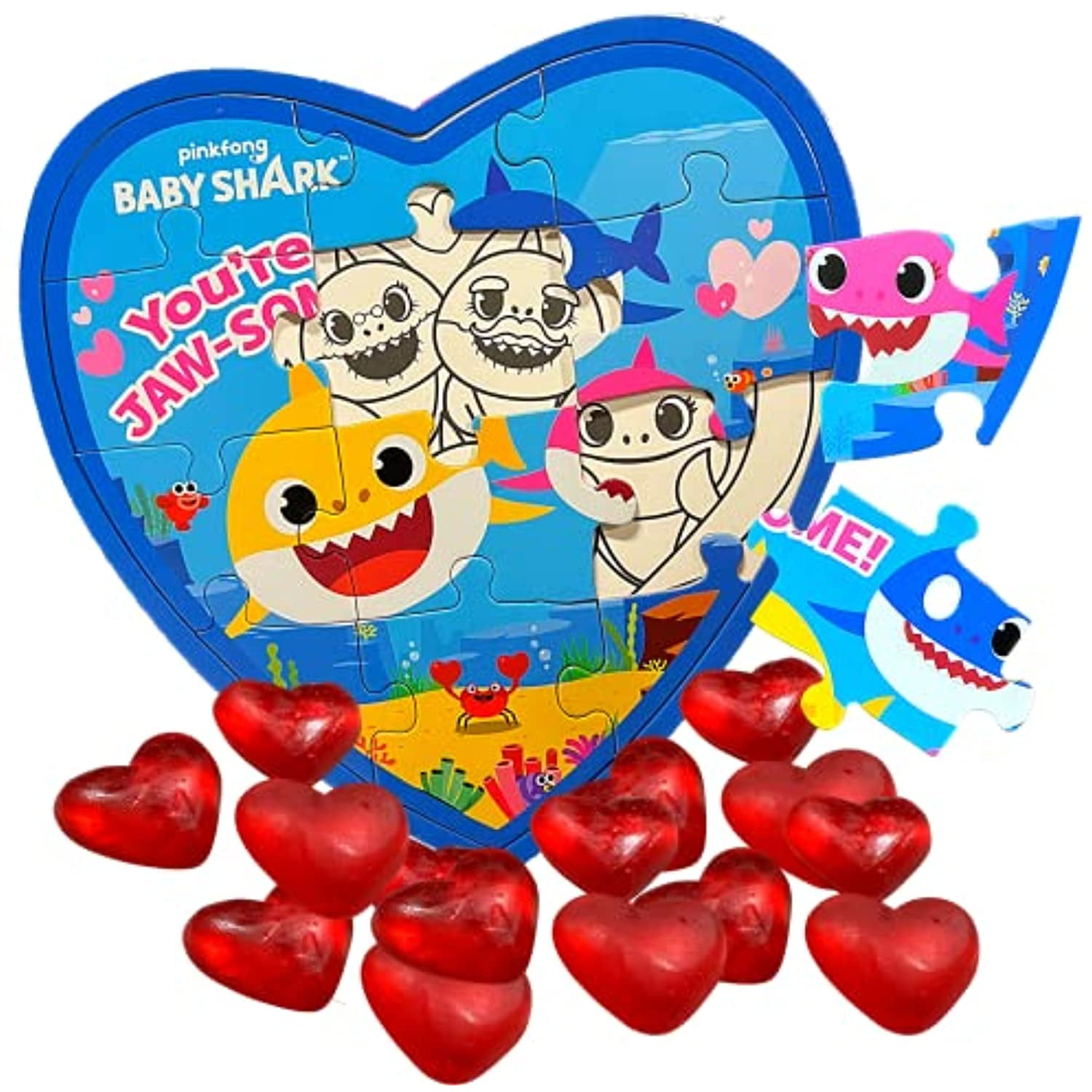 Baby Shark Valentines Day 2022 Puzzle Piece Heart Shaped Gift Box With ...