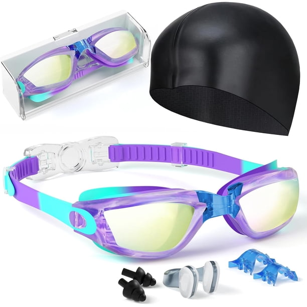 Kids Swim Goggles, Swimming Goggles for Kids Toddlers 3-14 with Swim ...