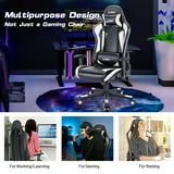 Gymax Ergonomic Gaming Chair, Adjustable Swivel, PVC, Black & White ...