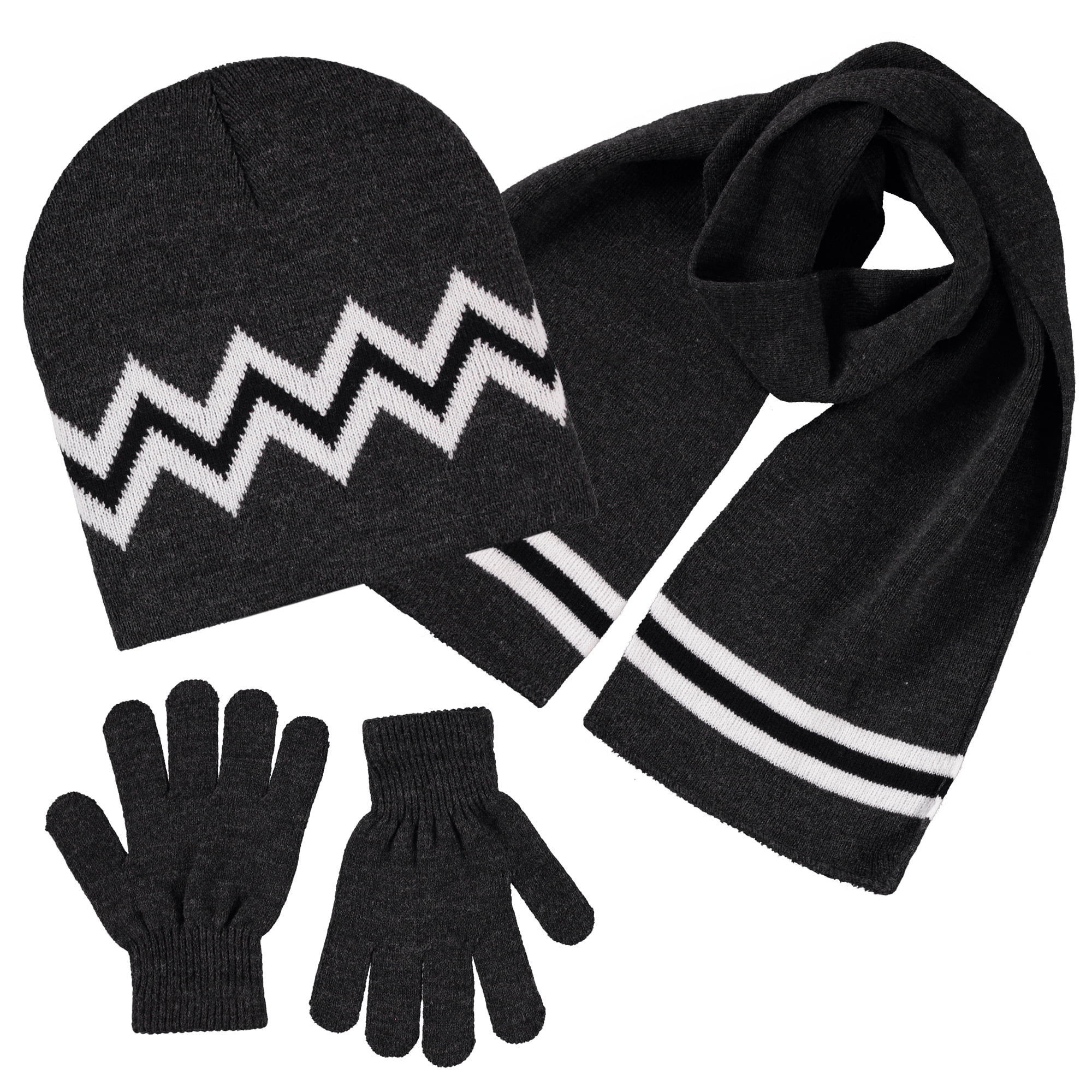 R. Glove Boys' 3-Piece Winter Accessories Set - gray, one size ...