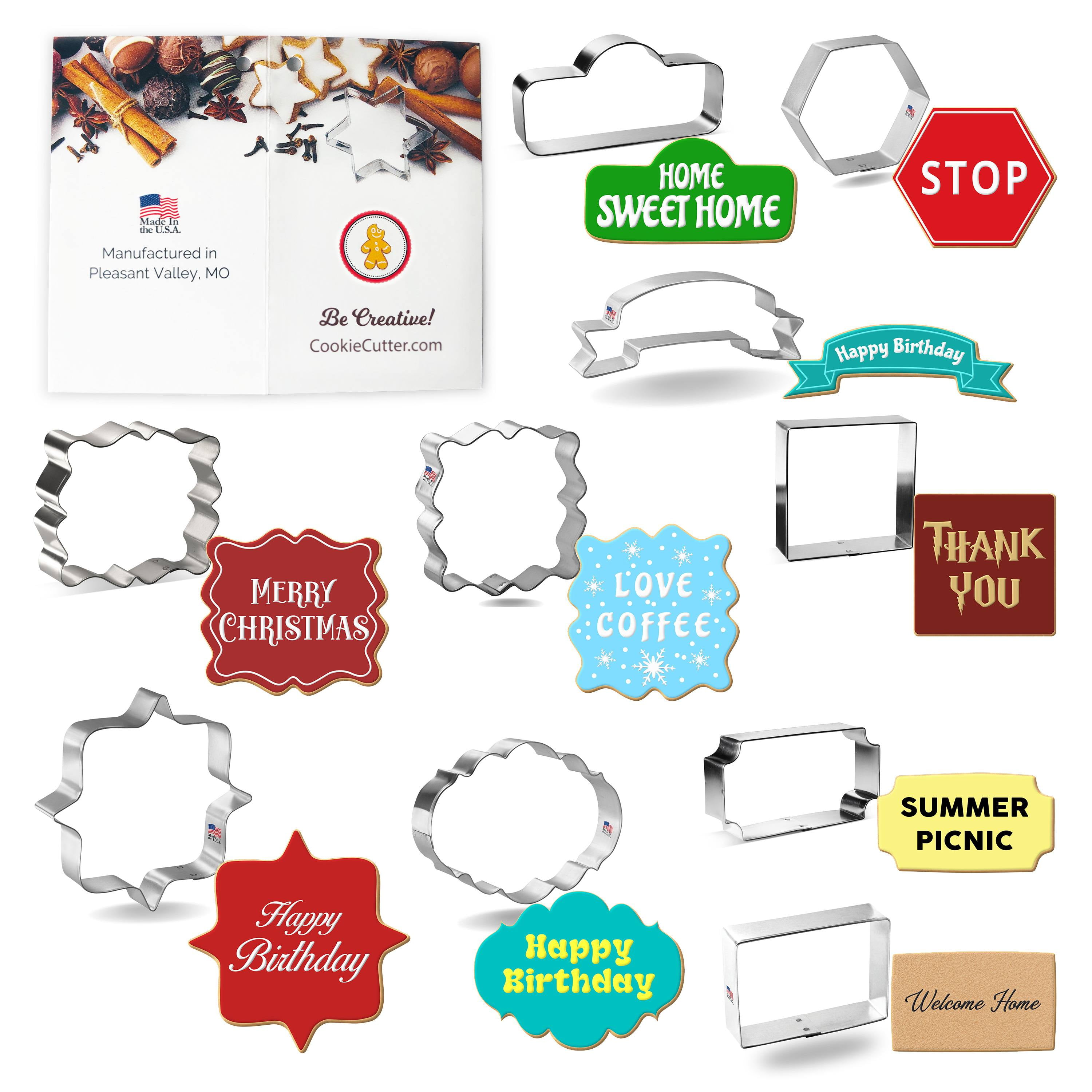 Foose Cookie Cutters Frames and Plaques Cookie Cutter 10 Pc Set, 3 - 5 ...