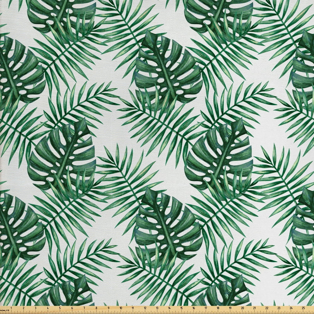Leaf Fabric by the Yard, Palm Mango Banana Tree Leaves in Tropical Wild ...