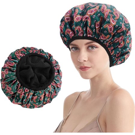Satin Shower Cap - Extra Large Triple Layer Bathing Cap Waterproof ...