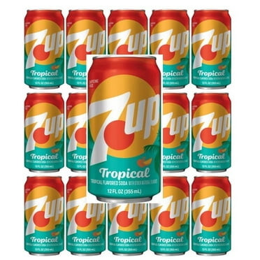 7UP Tropical Zero Sugar Caffeine Free Lemon Lime Mango Peach Soda Pop ...