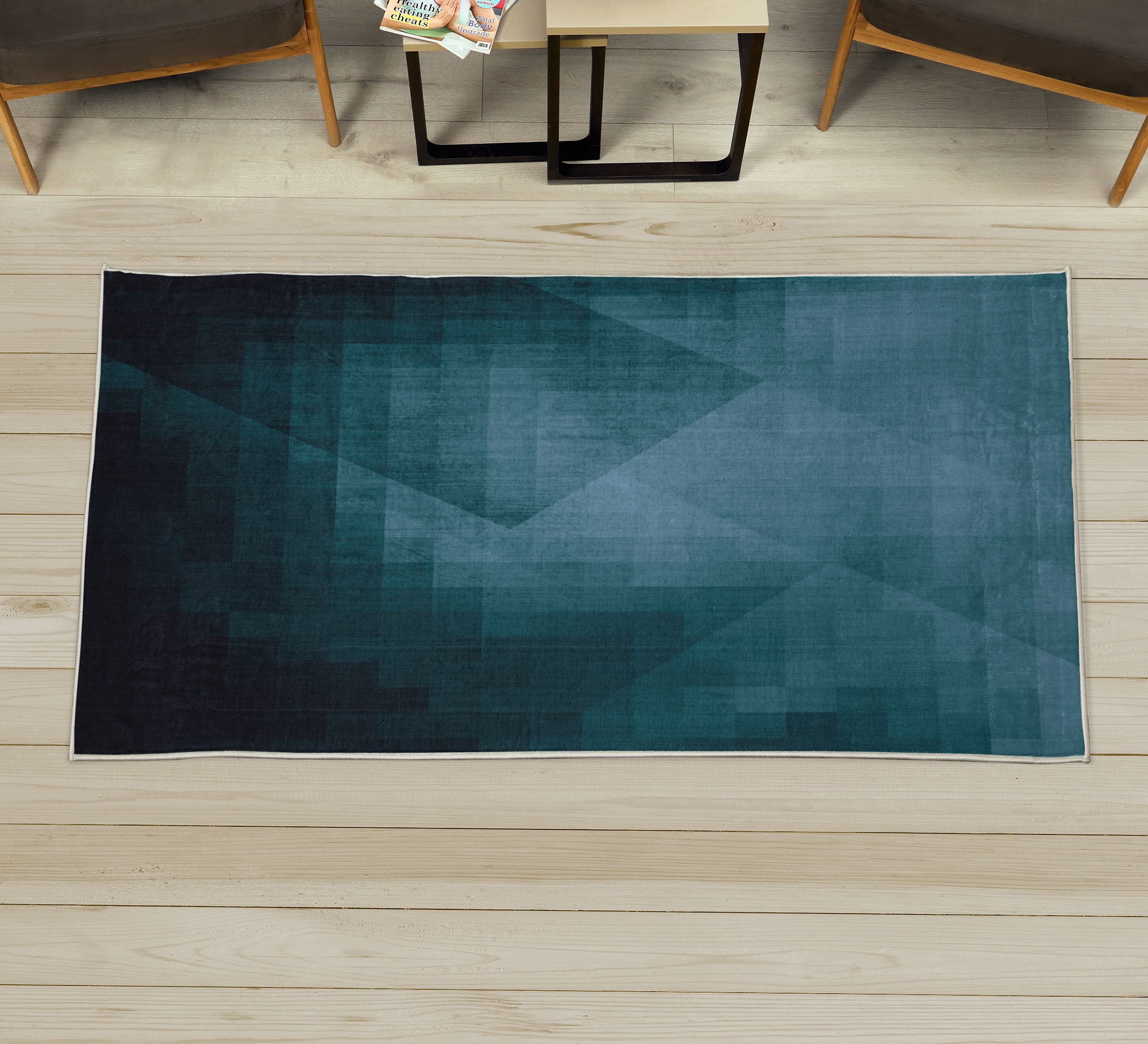 Geometric Decorative Rug, Abstract Colored Squares in Faded Color ...