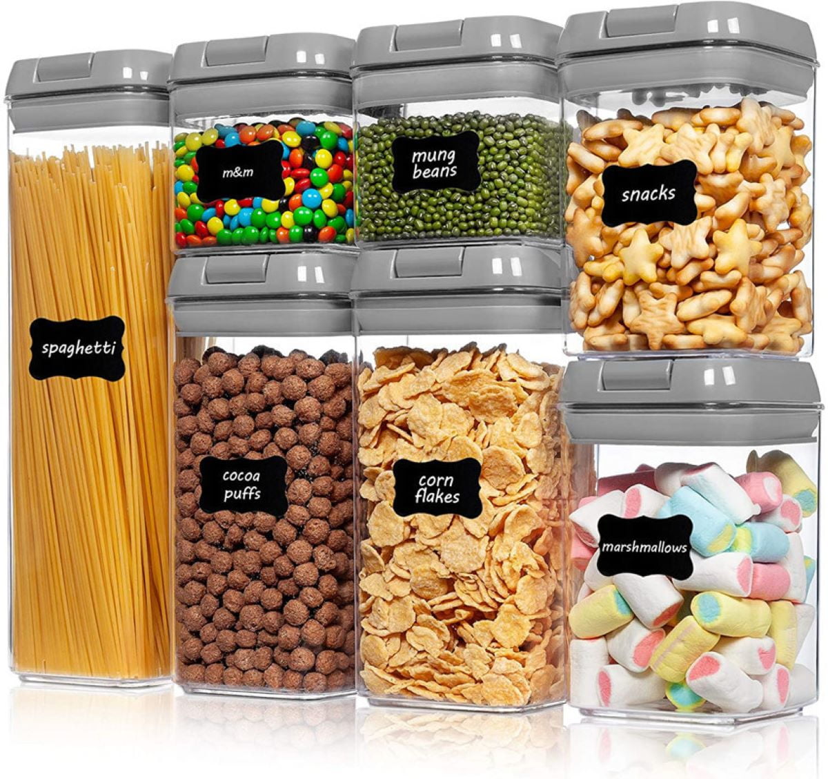 Airtight Container Set for Food Storage 7 Piece Set Heavy Duty Plastic ...