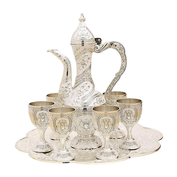 Turkish Coffee Pot Set Crafts Including Tray Teapot and Cups Decorative ...
